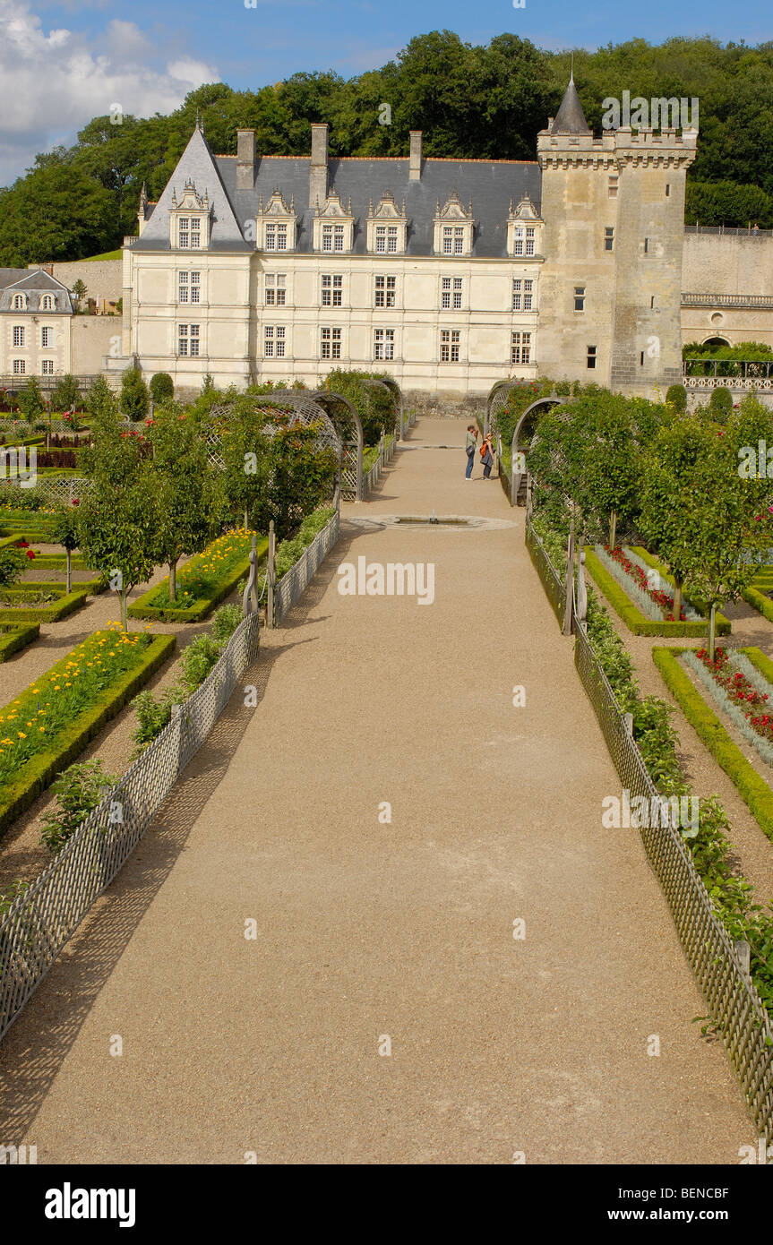 Villandry castle and gardens. Chateau de Villandry. Indre-et-Loire ...