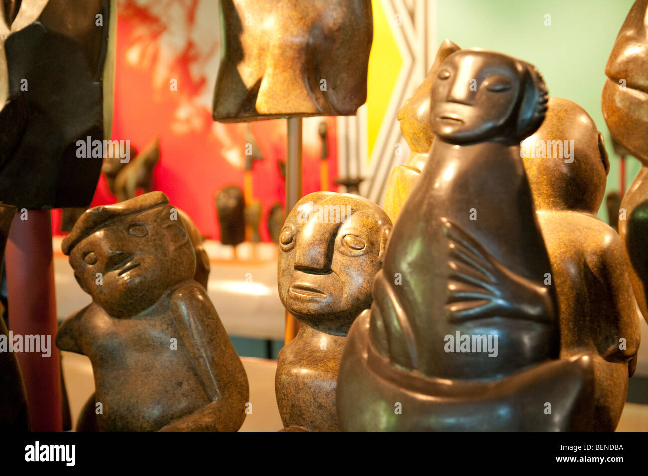 Carved soapstone statues - examples of African Art Stock Photo - Alamy