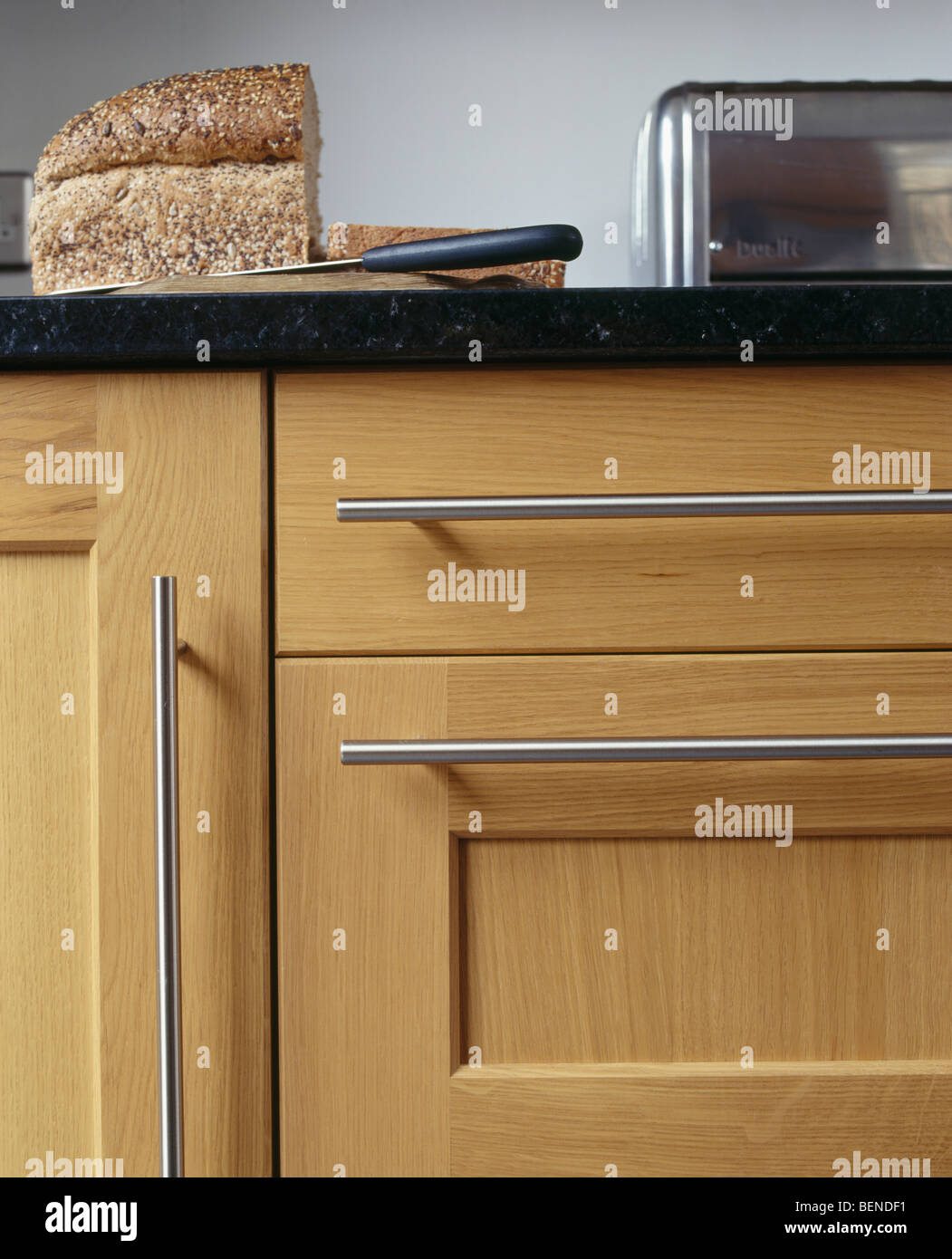 Close-up of loaf of bread on worktop of modern kitchen unit Stock Photo ...