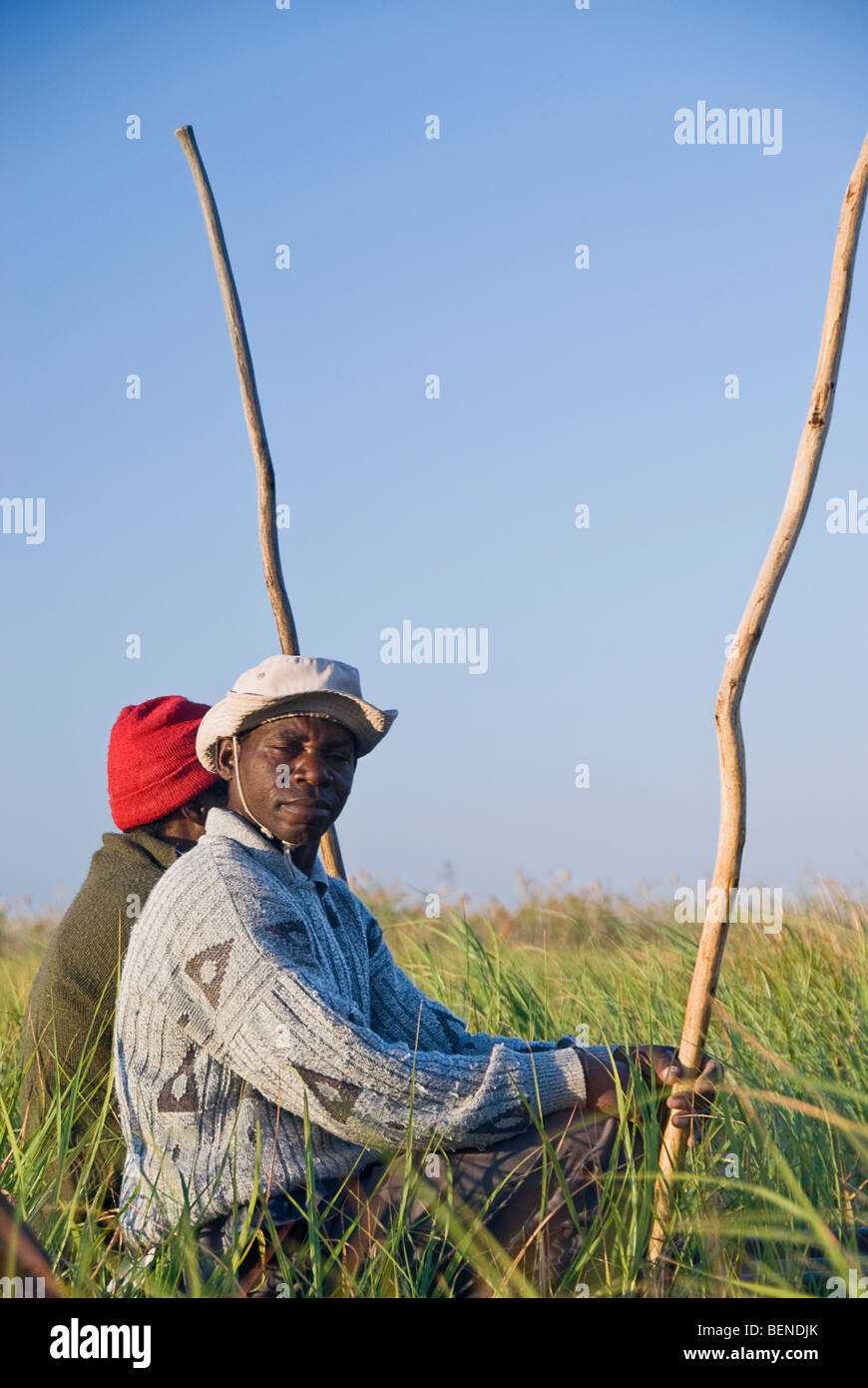Mokoro polers. Okavango delta, Botswana, Africa Stock Photo - Alamy