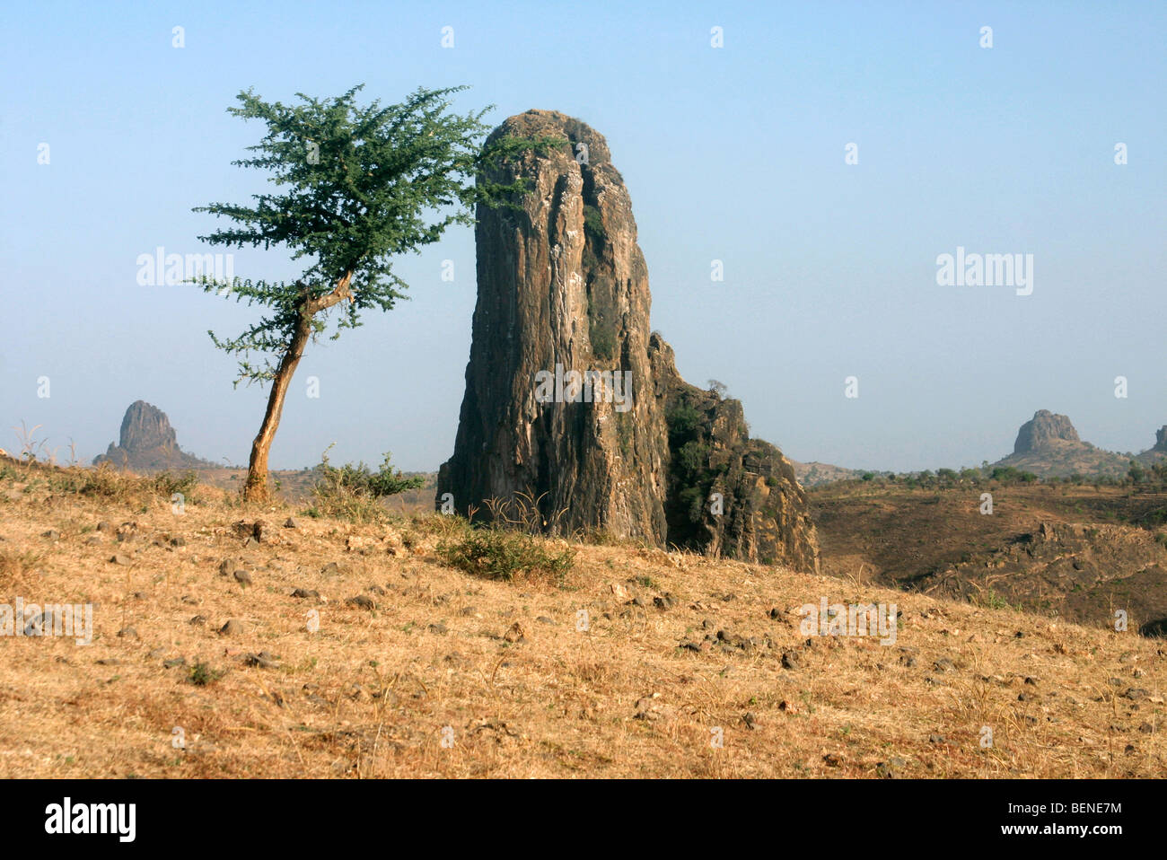 Kapsiki Peak, volcanic plug / lava neck, rock outcrop near Rhumsiki ...