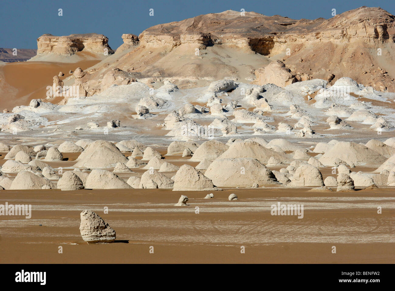 Limestone rock formations in the White Desert of Egypt / Sahara el ...