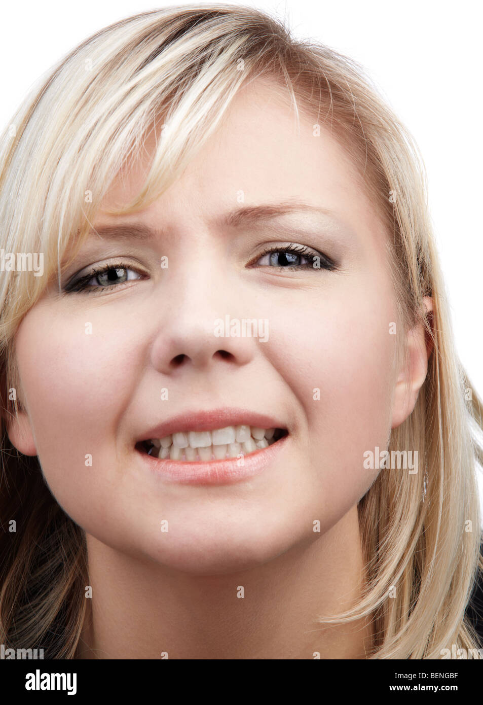 portrait of beautiful imploring blonde girl Stock Photo - Alamy