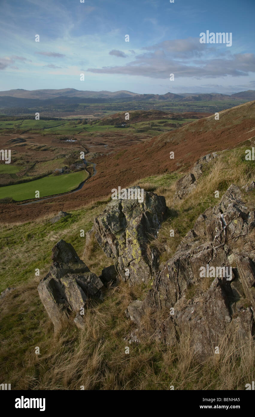 View from Great Burney Fell across the western lake district to the ...