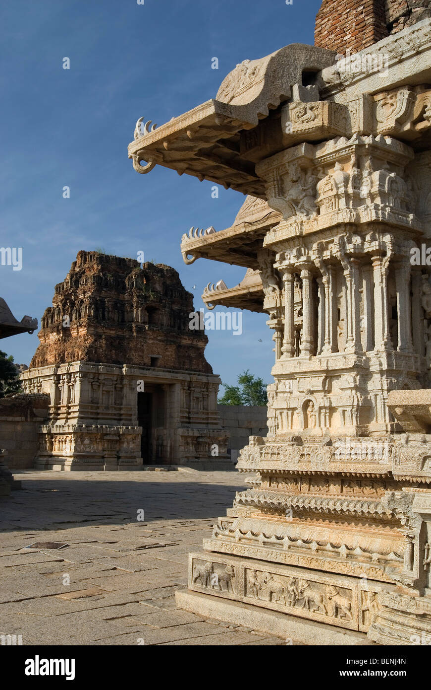 Sabha Mandap with its intricately carved monolith pillars in Vitthala ...