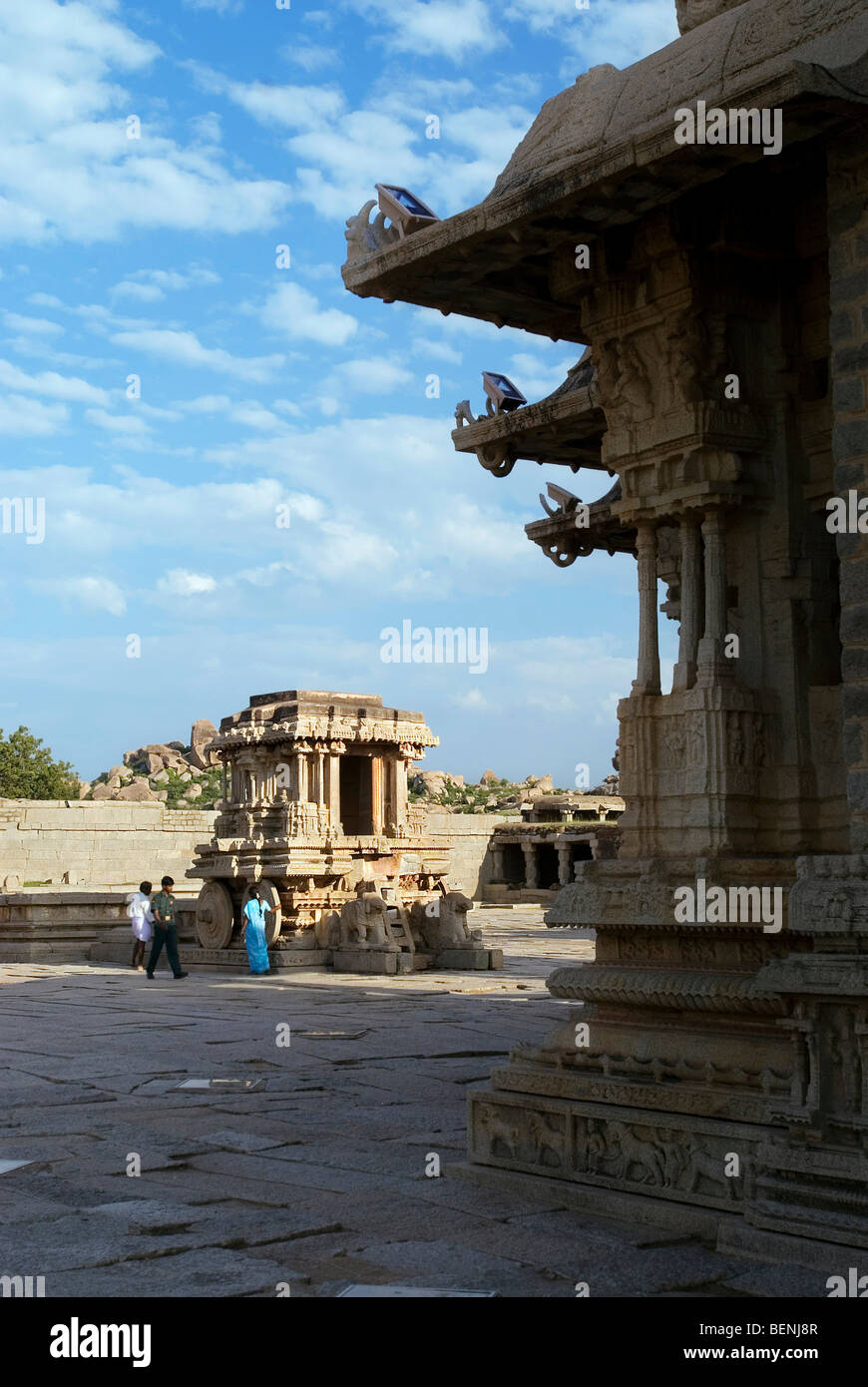 The stone chariot with wheels capable of rotating is a miniature temple ...