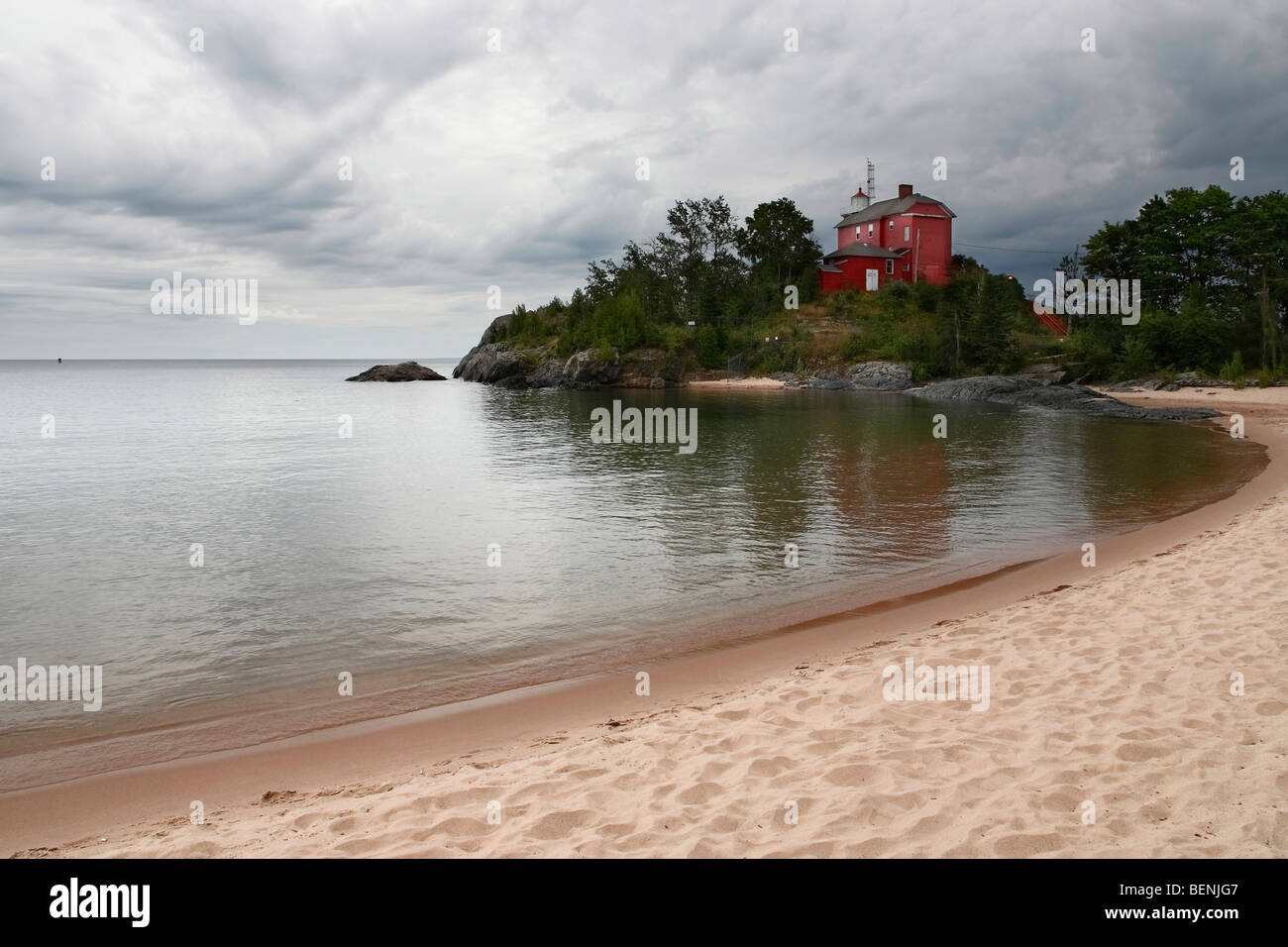 Red Lighthouse Marquette Harbor Michigan on Lake Superior Upper ...