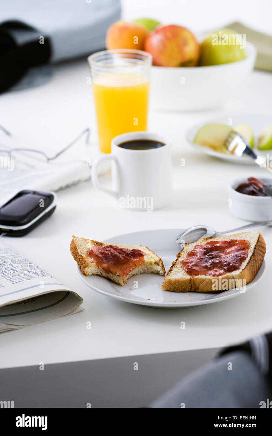 Breakfast on table Stock Photo - Alamy