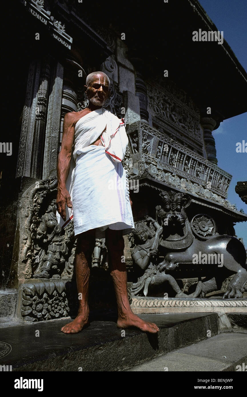 Priest in front of temple India Stock Photo - Alamy