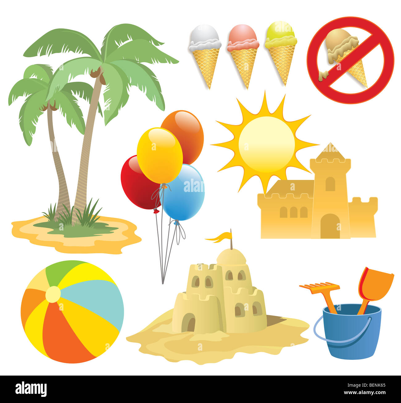 Beach design elements Stock Photo - Alamy