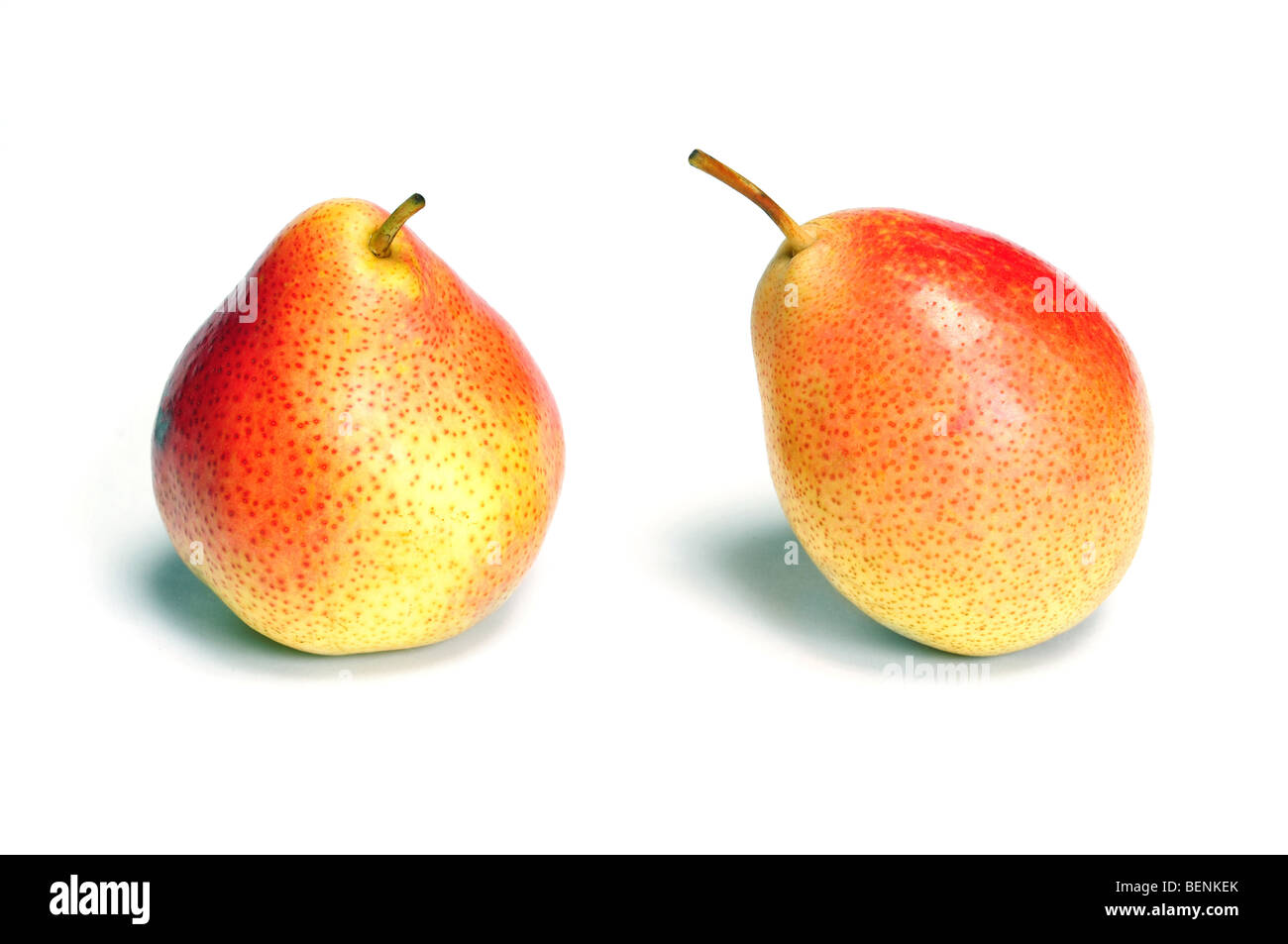 Two pears (forell) isolated on white background Stock Photo - Alamy