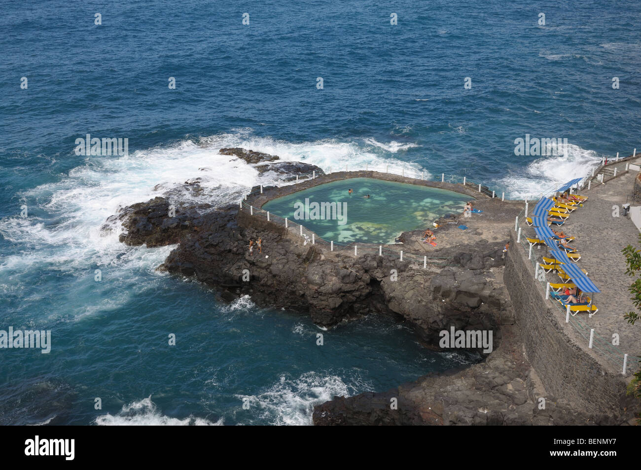 Natural swimming pool on the coast of Tenerife. Canary Islands, Spain ...