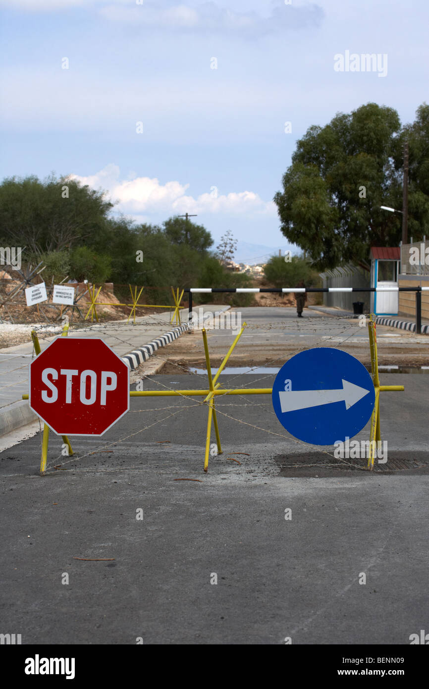roadblock at greek cypriot border post at famagusta at the UN buffer ...