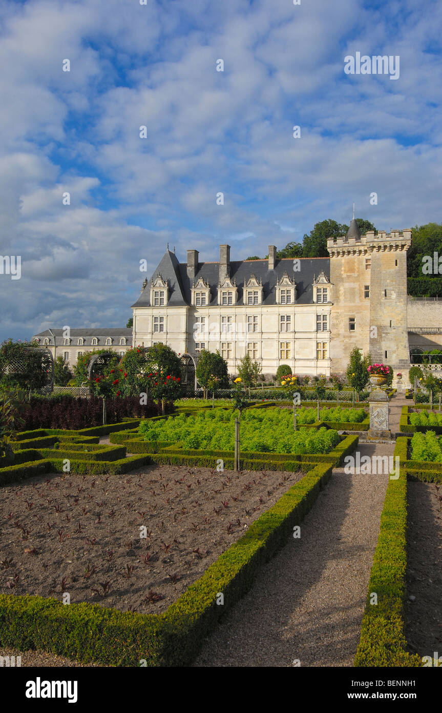Villandry castle an Gardens. Chateau de Villandry. Indre-et-Loire ...