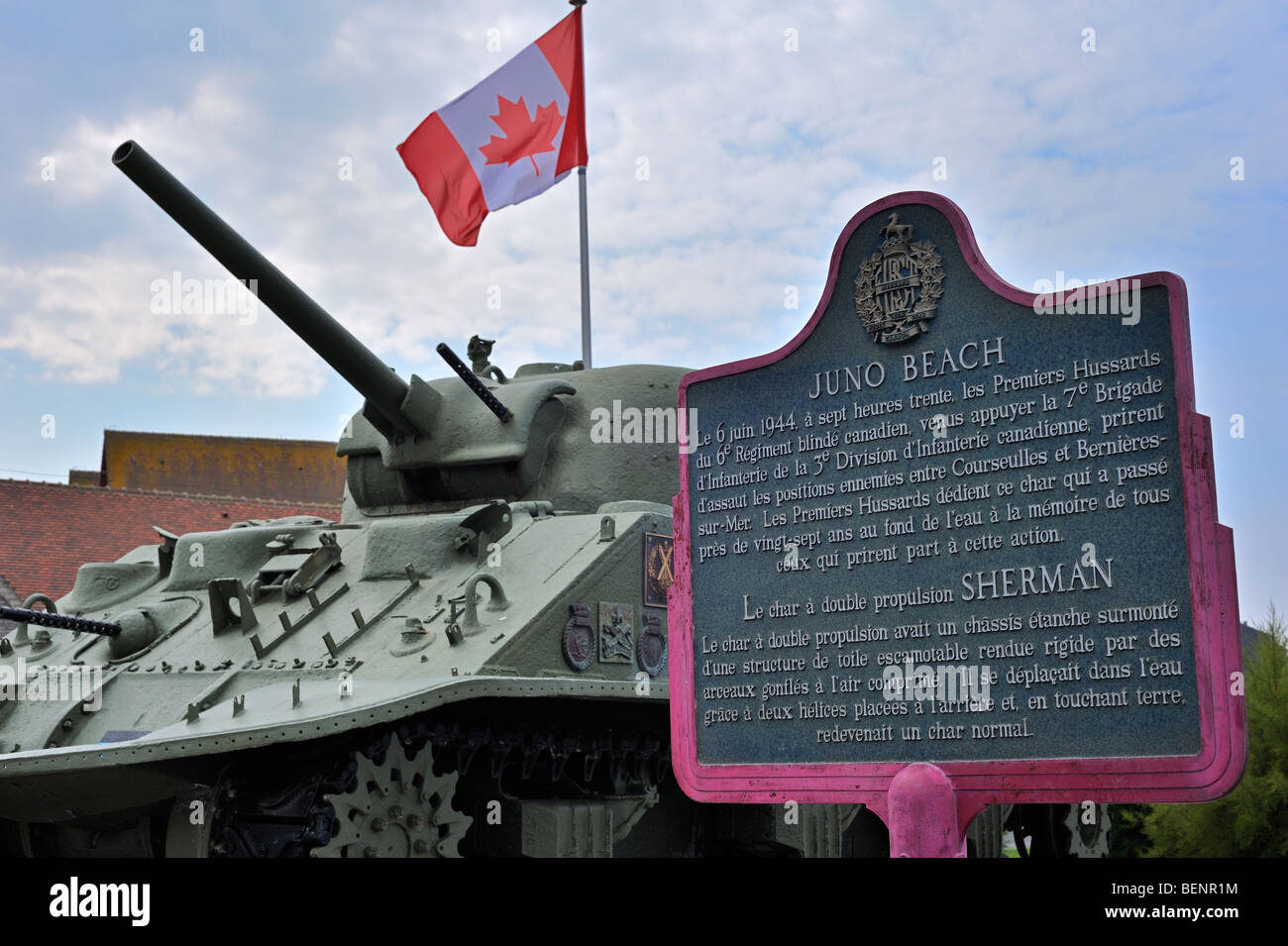 Second World War Two Sherman tank as WW2 monument near Juno Beach at ...