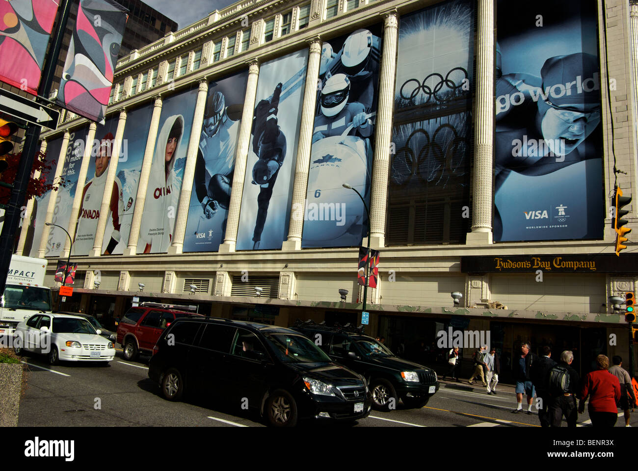 Hudsons Bay department store adorned in banners promoting the official ...