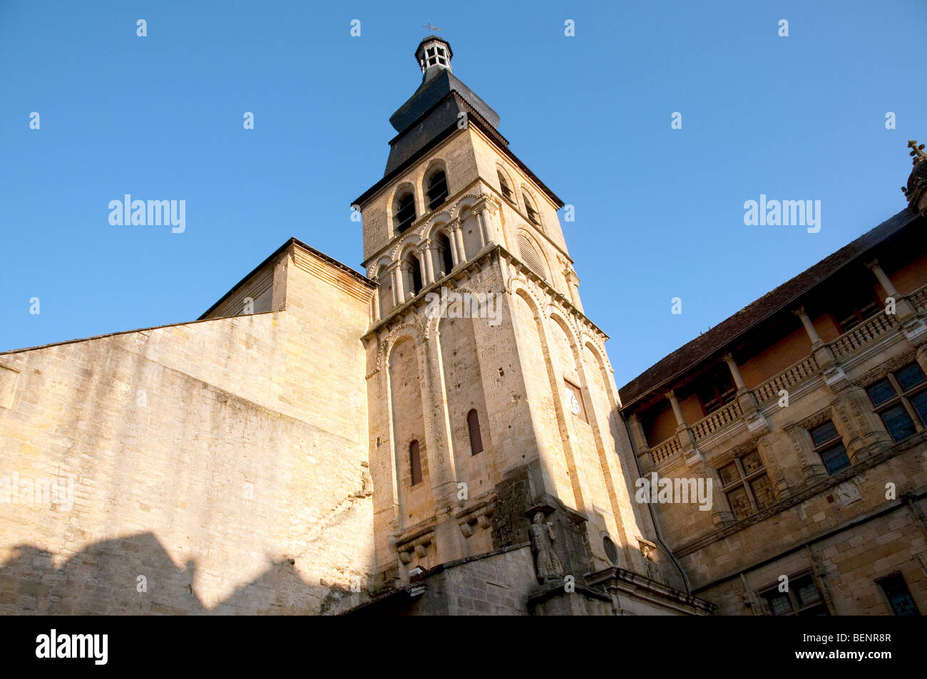 Church campanile tower in France, dordogne Perigord region Stock Photo ...