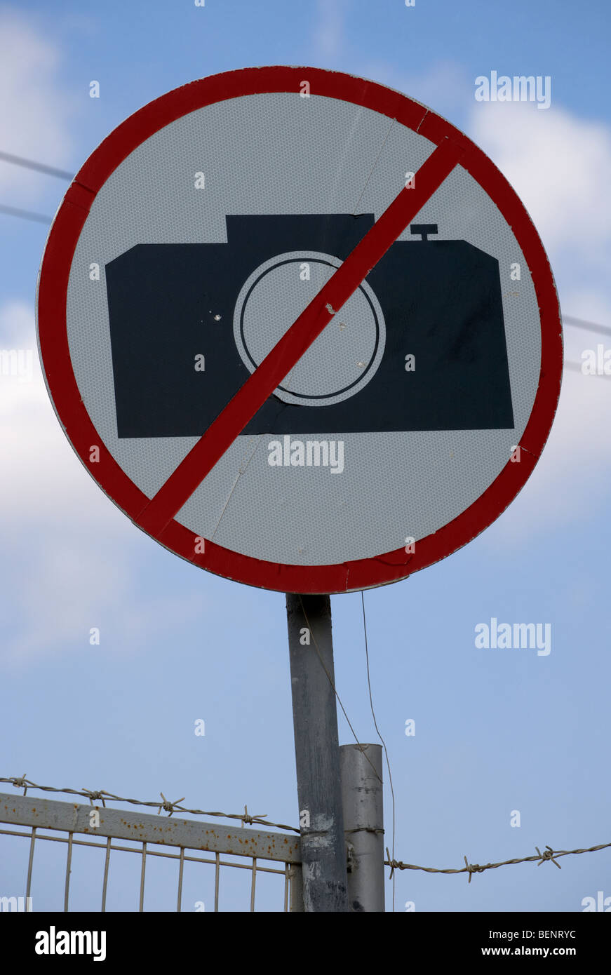 no photography sign at the greek cypriot army border post at the UN ...