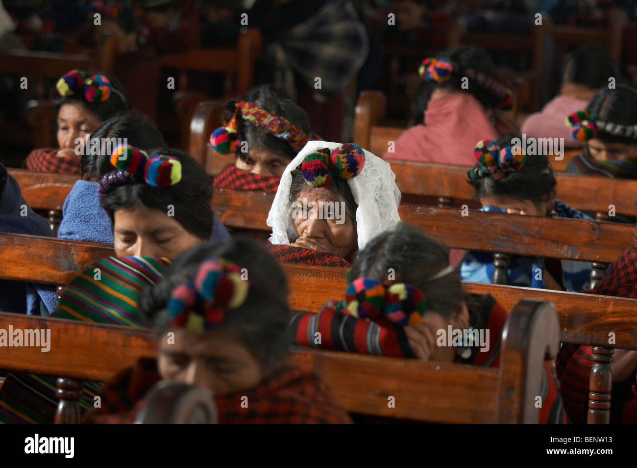 GUATEMALA Catholic church at Chajul, El Quiche. Sunday mass. PHOTOGRAPH ...