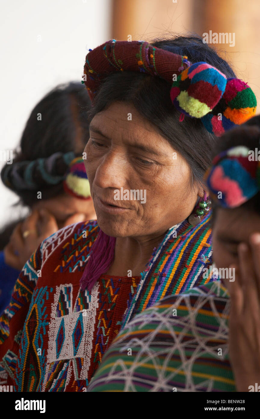 GUATEMALA Catholic Church meeting. Women praying, Chajul, El Quiche ...