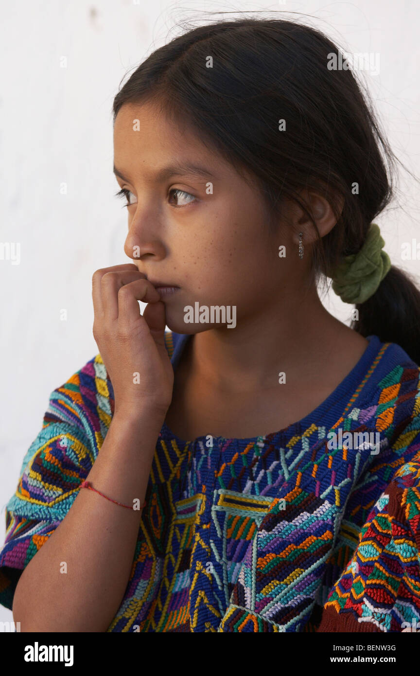 GUATEMALA Mayan Indian girl of Chajul, El Quiche, wearing her ...