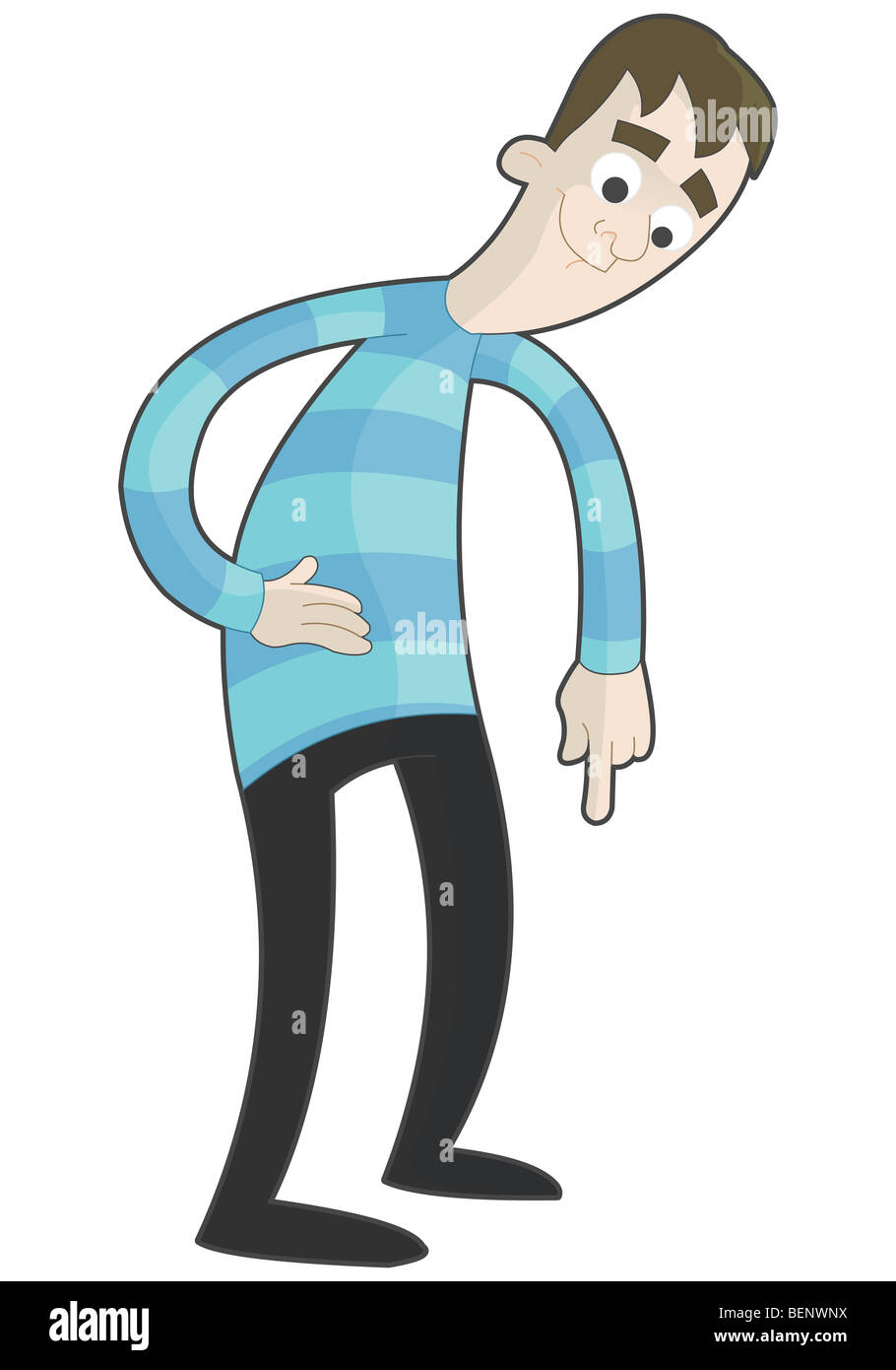 A cartoon boy pointing out Stock Photo - Alamy