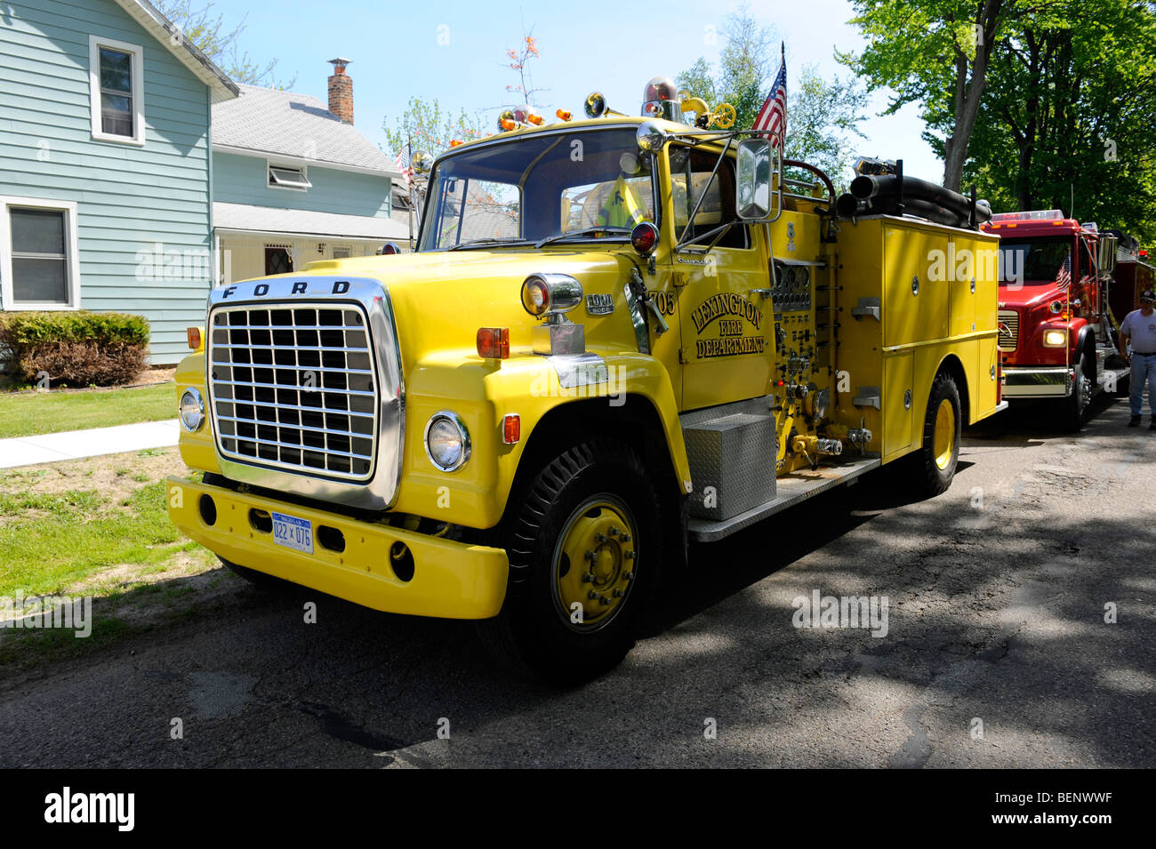 1976 Yellow Fire truck emergency vehicle firetruck Stock Photo - Alamy