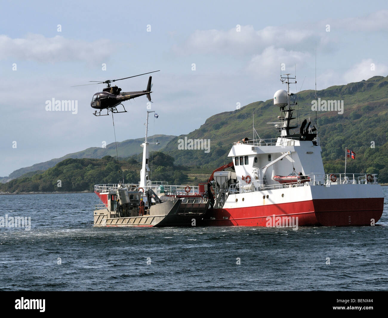 Helicopter Ship Vessel Barge External Load Fish transfer Salmon ...