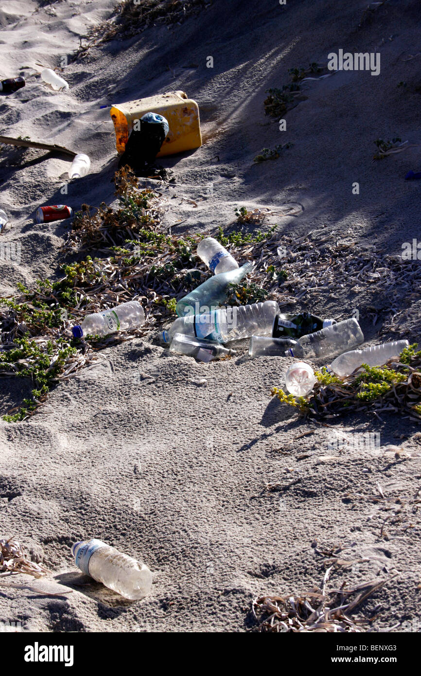 PLASTIC POLLUTION AND WASTE WASHED UP ON A GREEK ISLAND BEACH Stock ...
