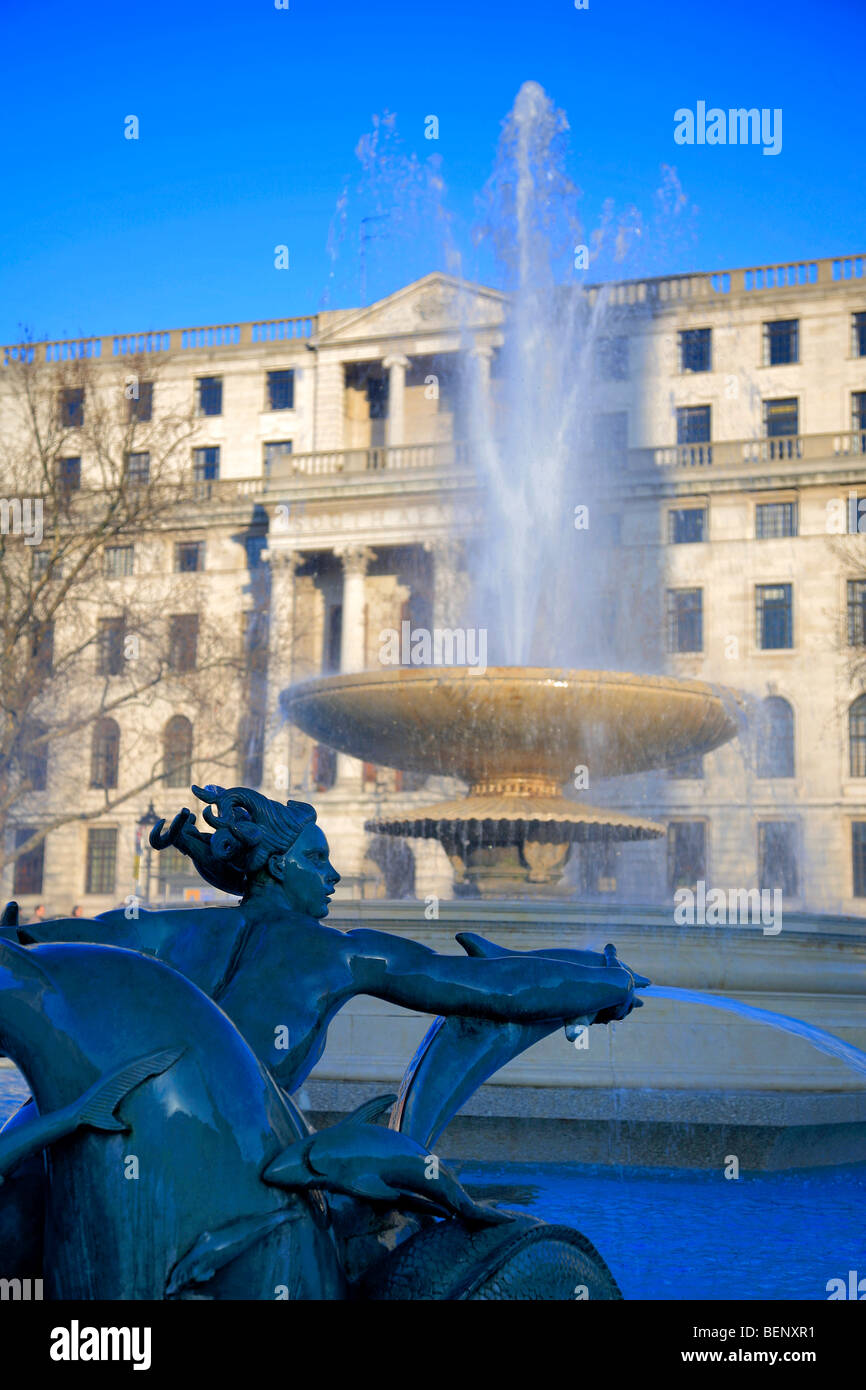 Trafalgar Square Water Fountains London Capital City of England UK ...