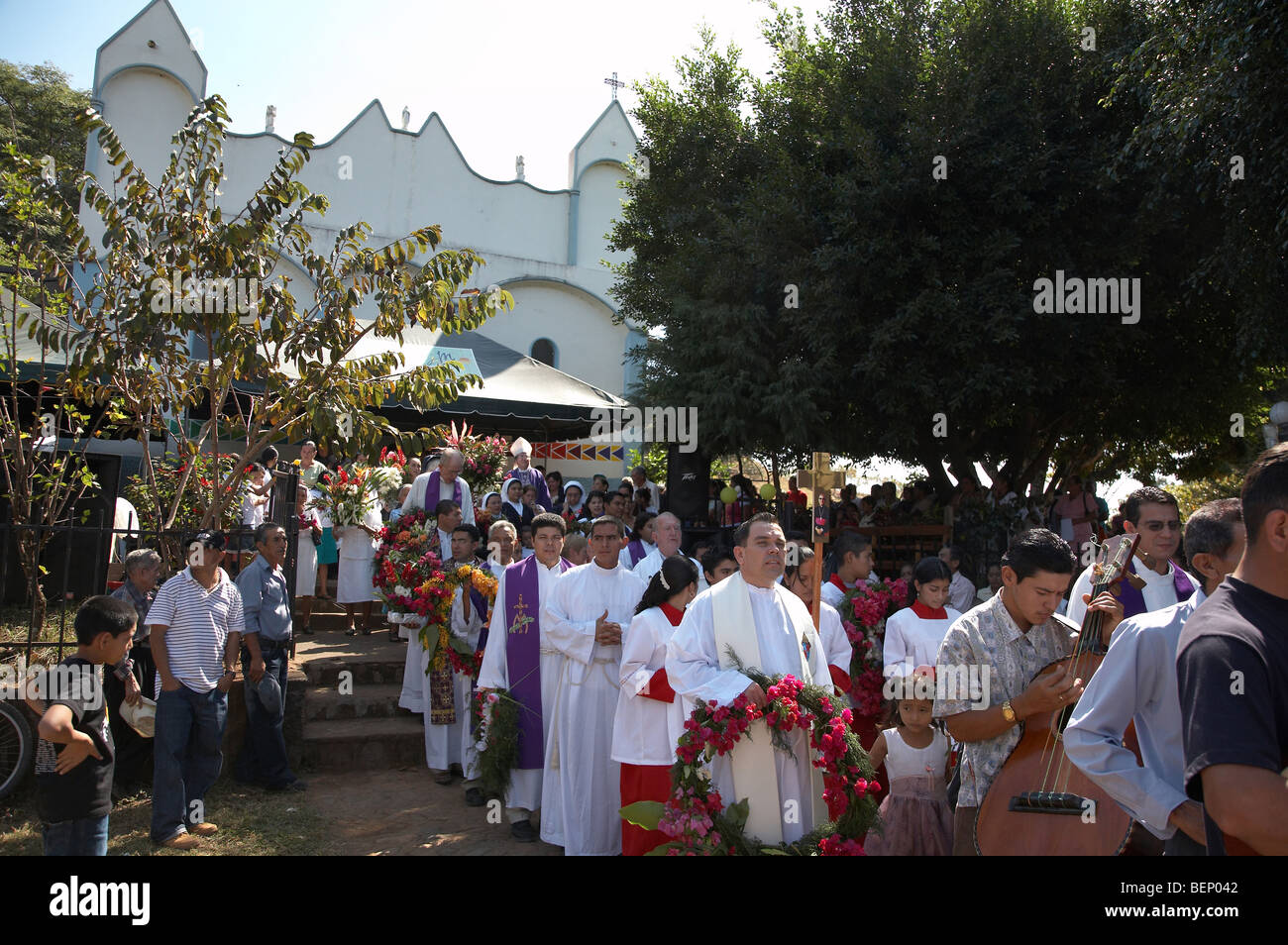 EL SALVADOR El Mozote, site of the massacre of children in 1981. Procession during memorial ...