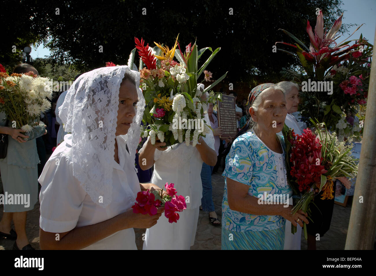 EL SALVADOR El Mozote, site of the massacre of children in 1981. Procession during memorial ...
