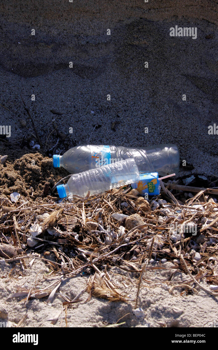 PLASTIC POLLUTION AND WASTE WASHED UP ON A GREEK ISLAND BEACH Stock ...