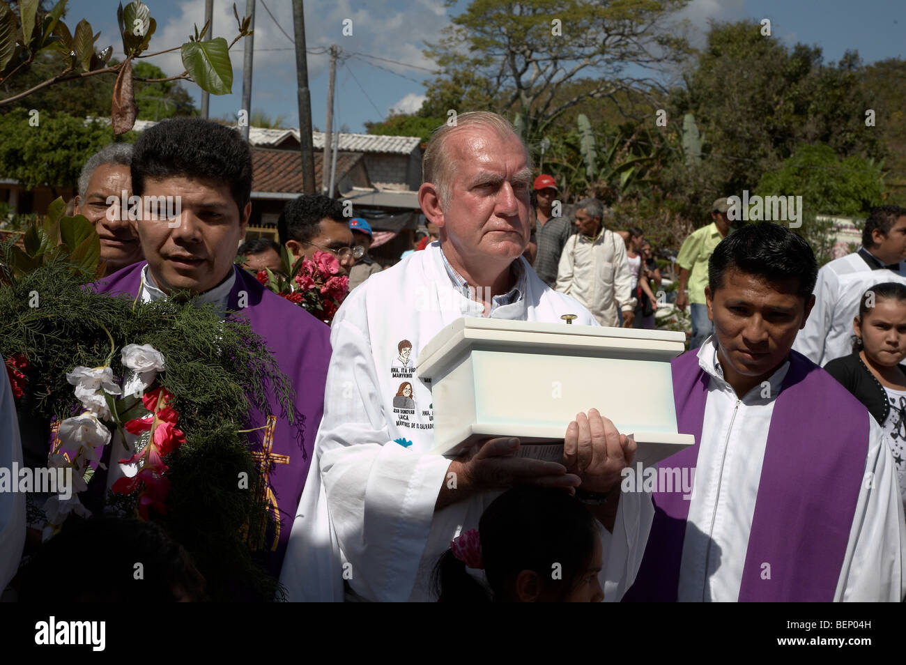 EL SALVADOR El Mozote, site of the massacre of children in 1981. Procession during memorial ...