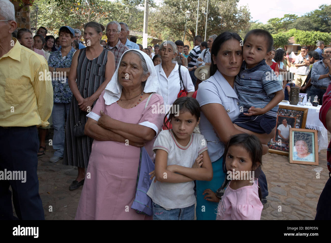 EL SALVADOR El Mozote, site of the massacre of children in 1981. People attending memorial ...