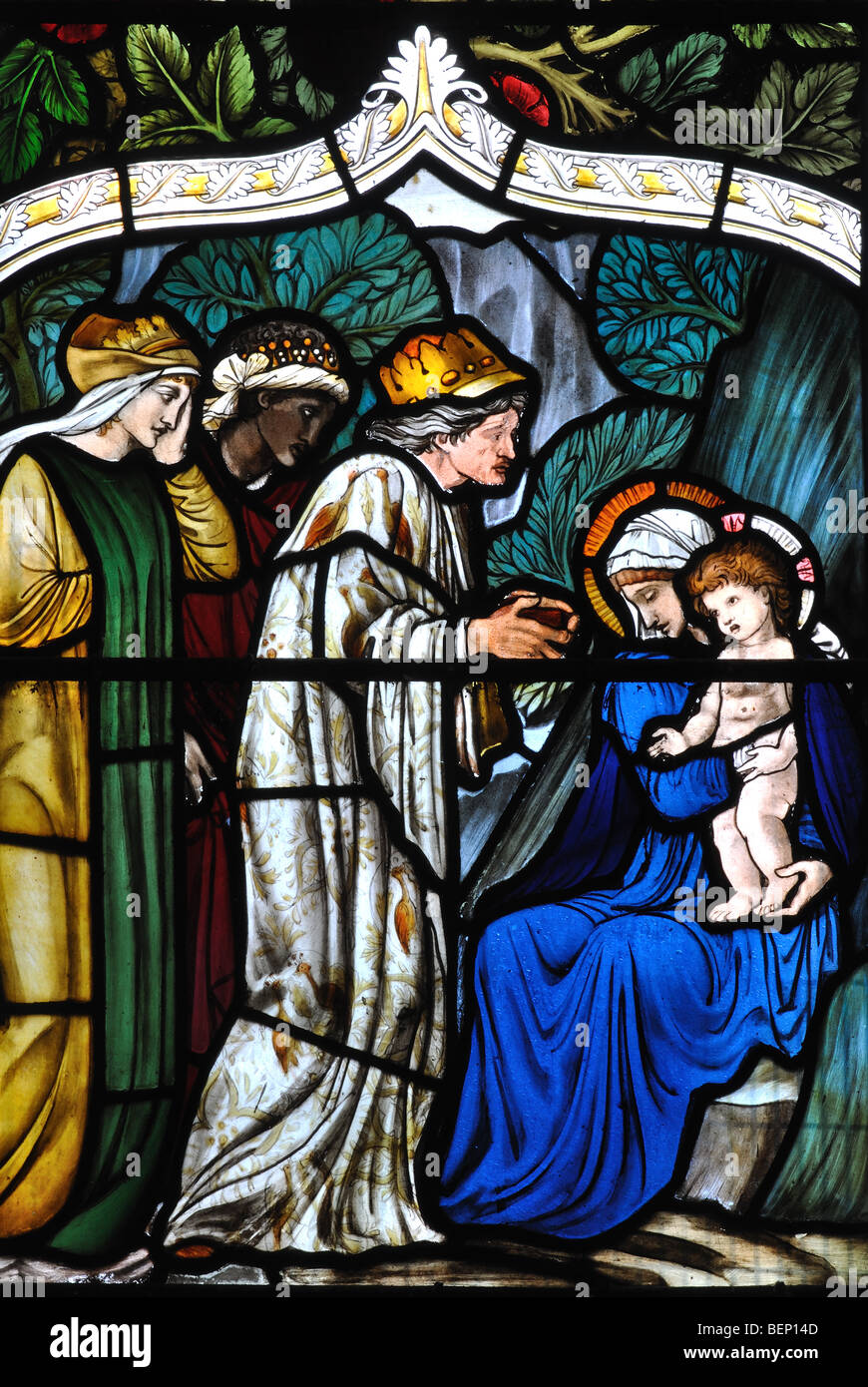 William Morris stained glass of the Three Wise Men, All Saints Church ...