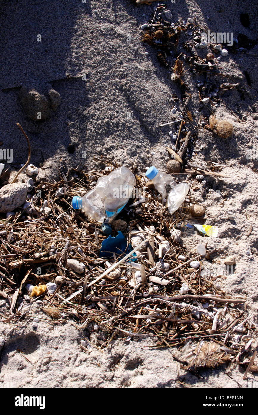 PLASTIC POLLUTION AND WASTE WASHED UP ON A GREEK ISLAND BEACH Stock ...