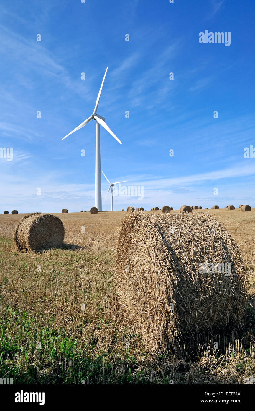 Hay bales and windmill hi-res stock photography and images - Alamy