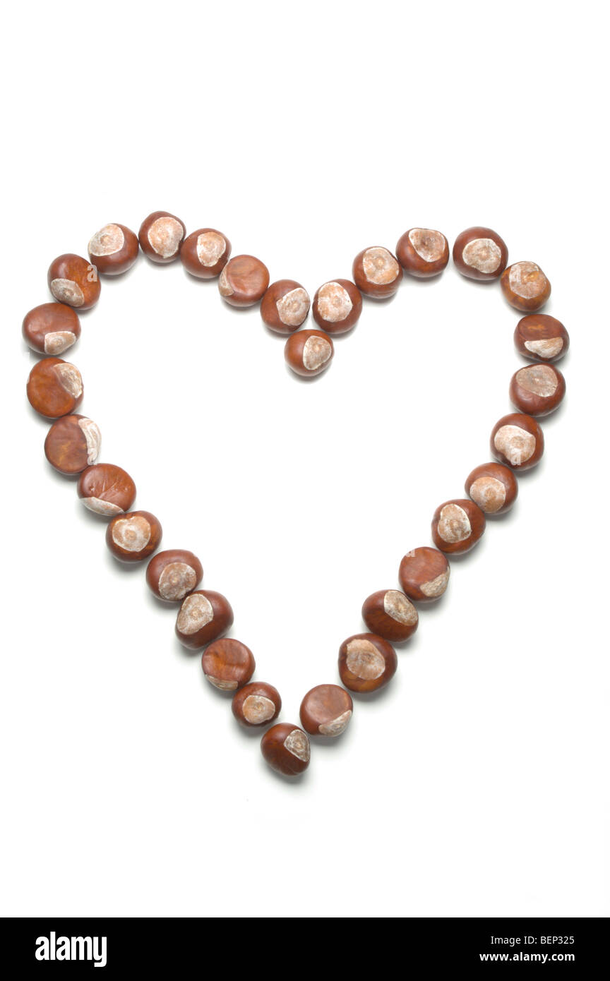 Heart shape of fresh chestnuts Stock Photo - Alamy