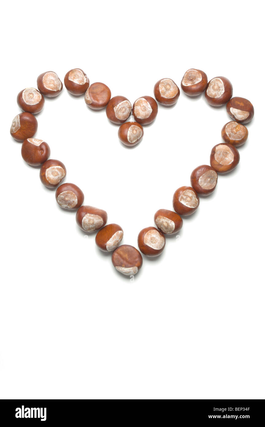 Heart shape of fresh chestnuts Stock Photo - Alamy