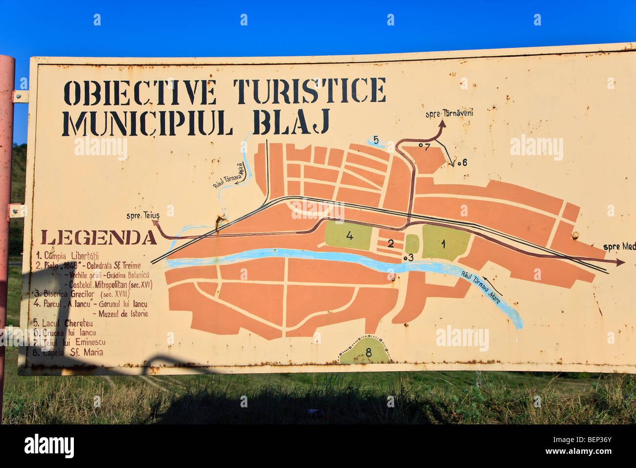 Roadside display panel with touristic city map at the outskirts of the ...