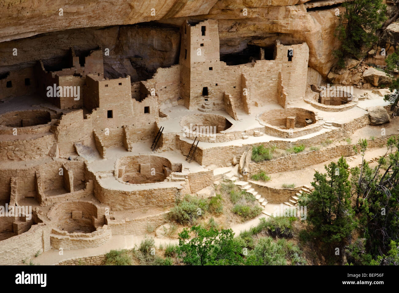 Ancient Indian rock dwellings in Mesa Verde National Park in Southwest ...
