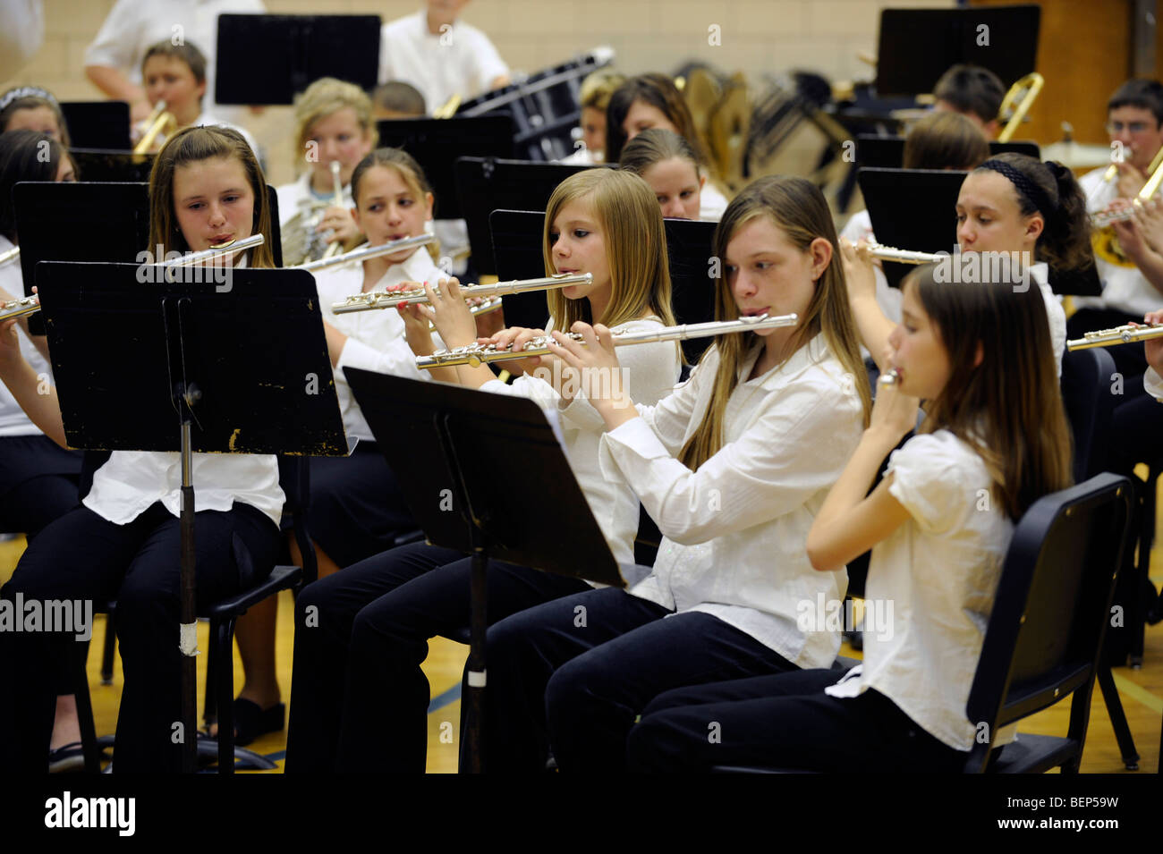 middle school students play in musical band Stock Photo - Alamy
