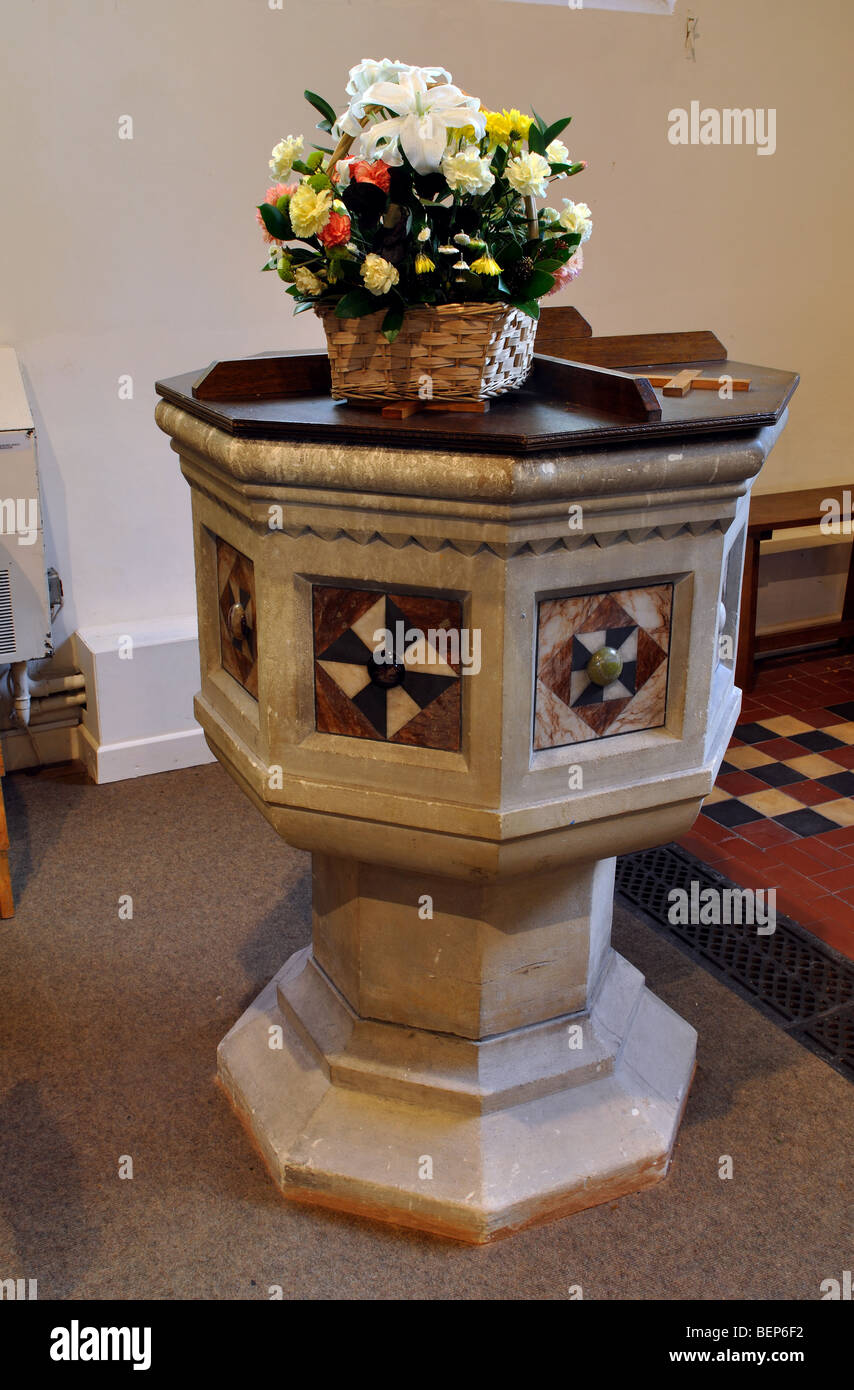 The font in St. Anne`s Church, Chasetown, Staffordshire, England, UK ...