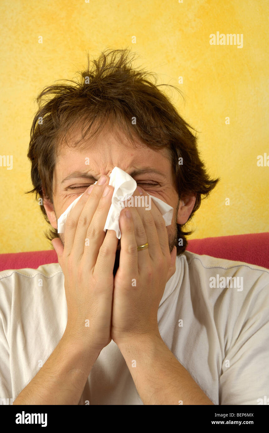 virus disease handkerchief sneeze Stock Photo - Alamy