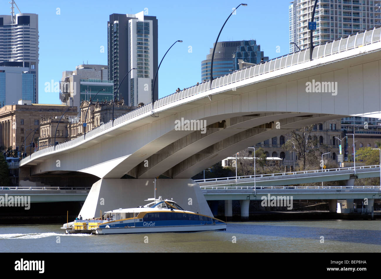 City Cat at Victoria Bridge, Brisbane River, Brisbane, Queensland ...