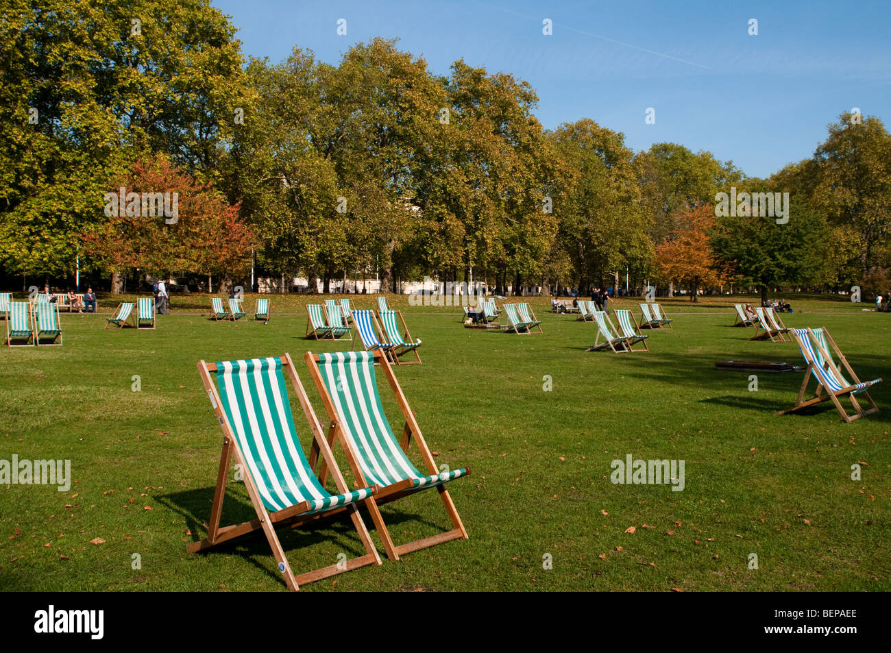 Park with deck chairs hi-res stock photography and images - Alamy