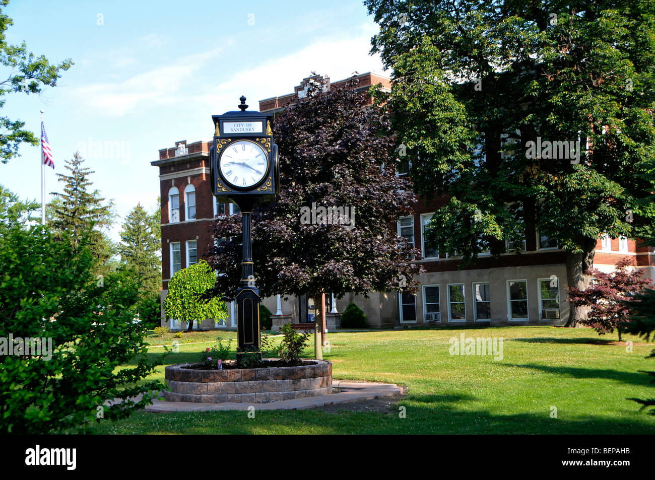 Clock in front of Sanilac County Michigan Courthouse in Sandusky ...