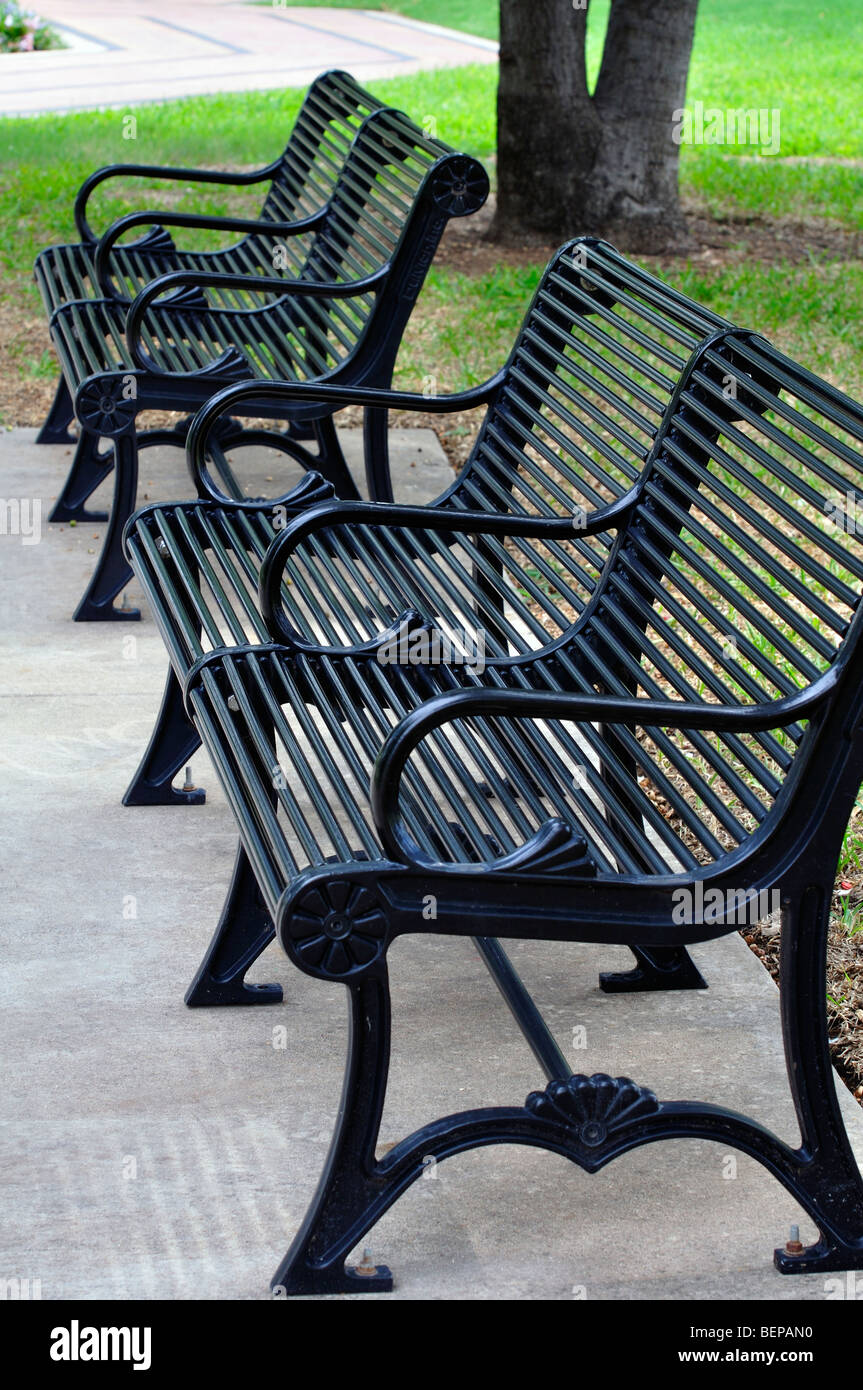 Benches in park Stock Photo - Alamy