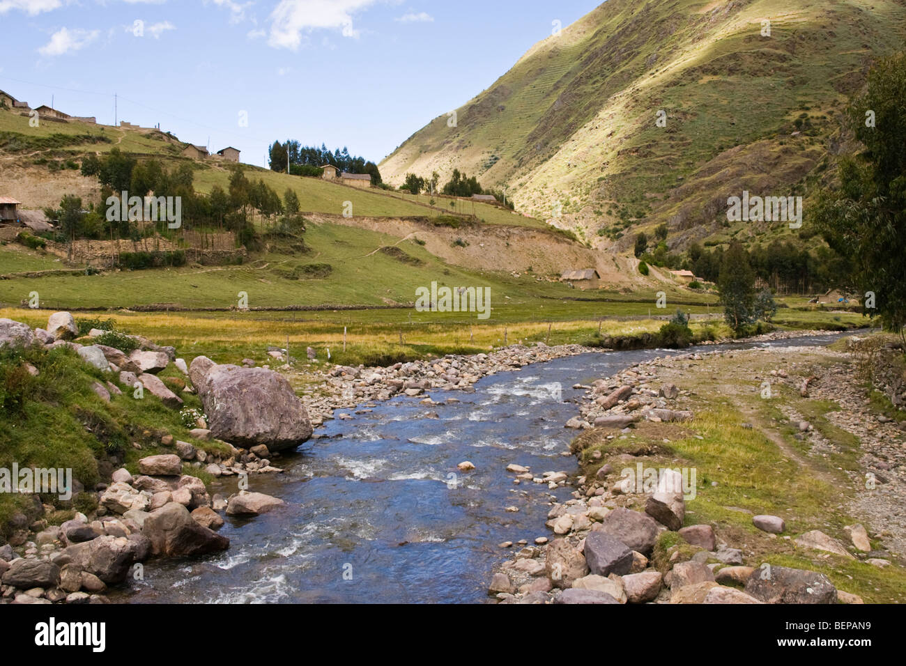 Tranquil mountain scene from a small Andean village in Peru Stock Photo ...